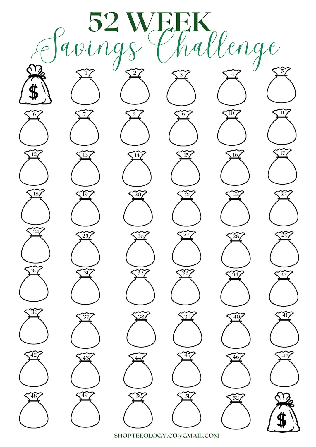 52 Week Savings Tracker Digital Template - Etsy