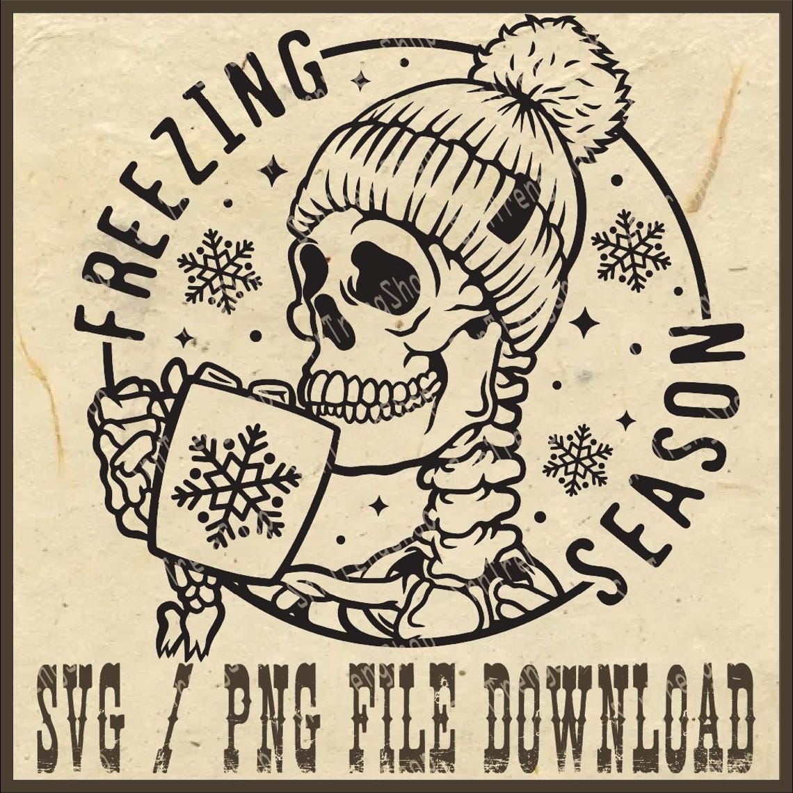 Freezing Season Png, Christmas Skeleton Png, Christmas Skull and Coffee ...