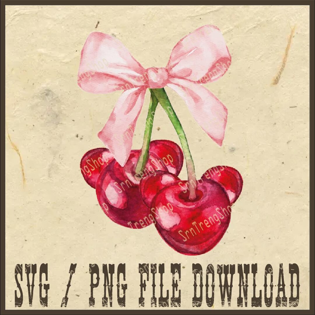 Disney Coquette Cherry Png, Cute Pink Bow Cherry Png, Fresh Cherry and ...
