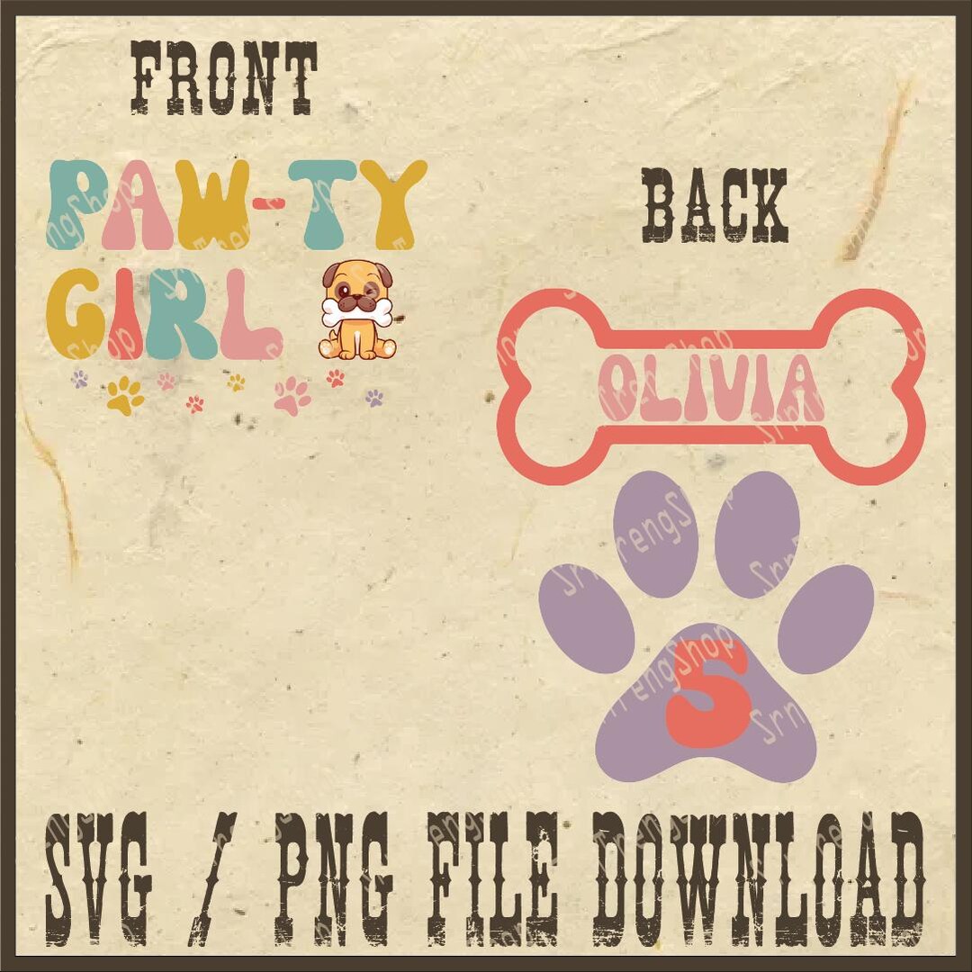 Paw-ty Kids Png, Let's Pawty Puppy Birthday Png, Dog Birthday Party Png ...