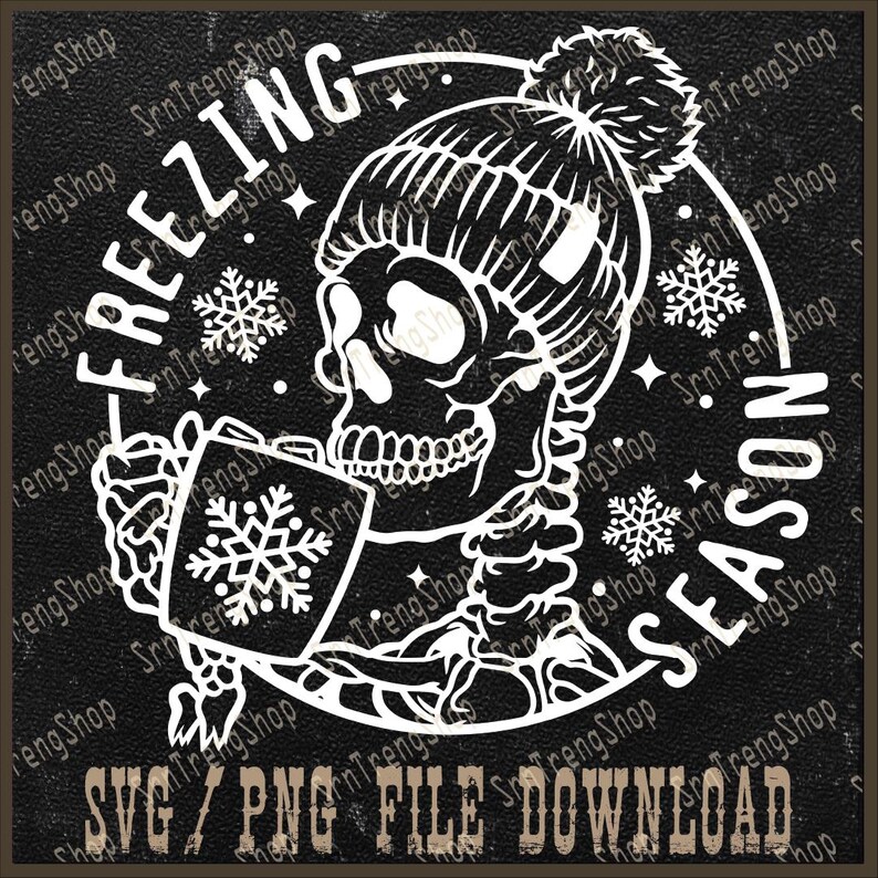Freezing Season Png, Christmas Skeleton Png, Christmas Skull and Coffee ...