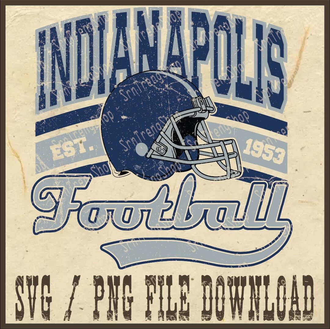 Indianapolis Football Png, Vintage Style Football Png, Indianapolis Fan ...