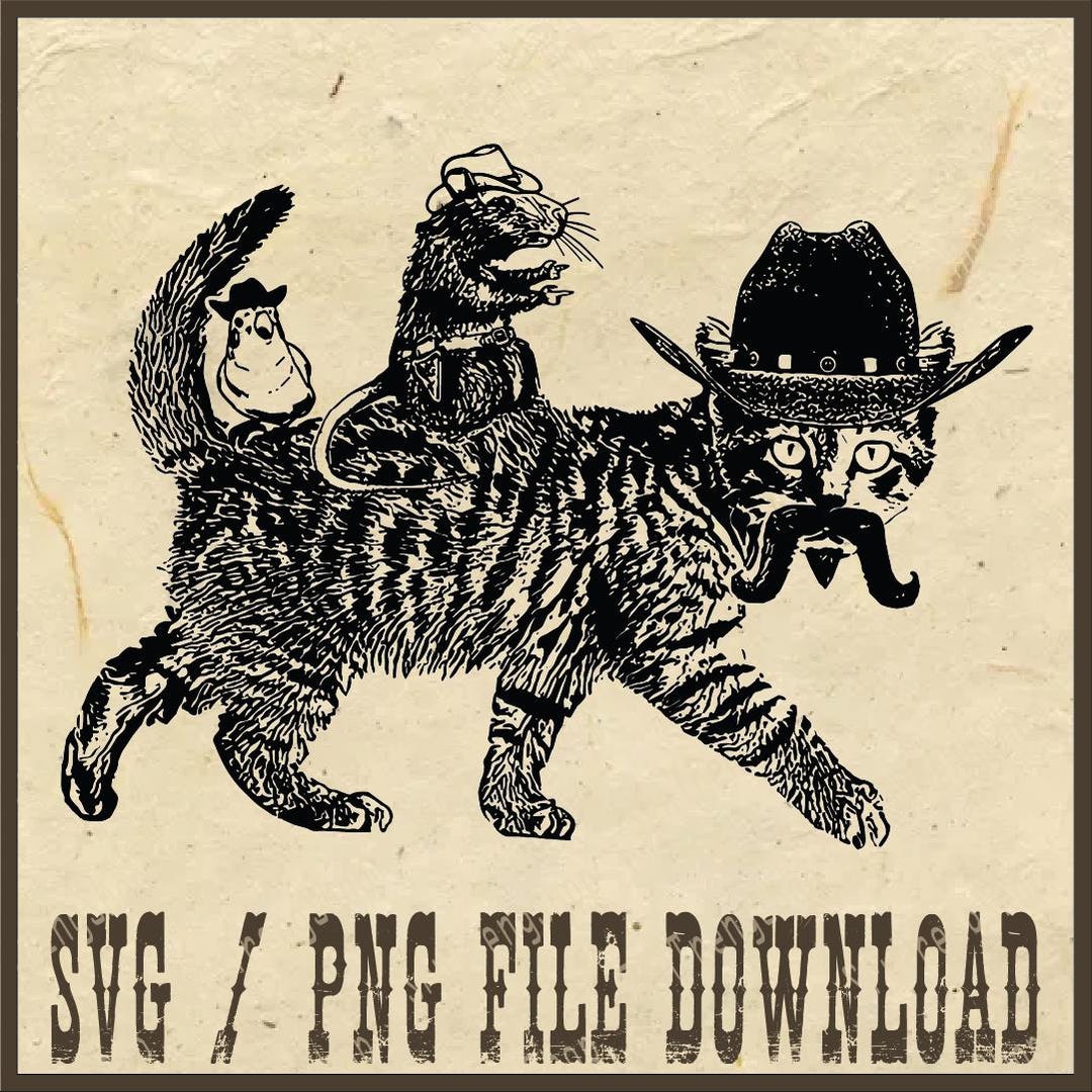 Cowboy Cat Png, Meowdy Partner Png, Cowboy Mouse Png, Vintage Style Png ...