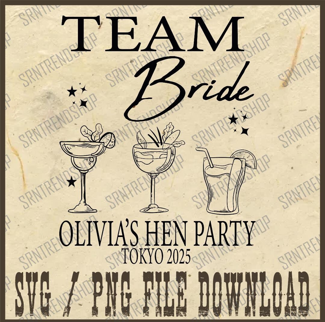 Custom Hen Party Png, Team Bride Bridal Party Png, Personalized Name ...