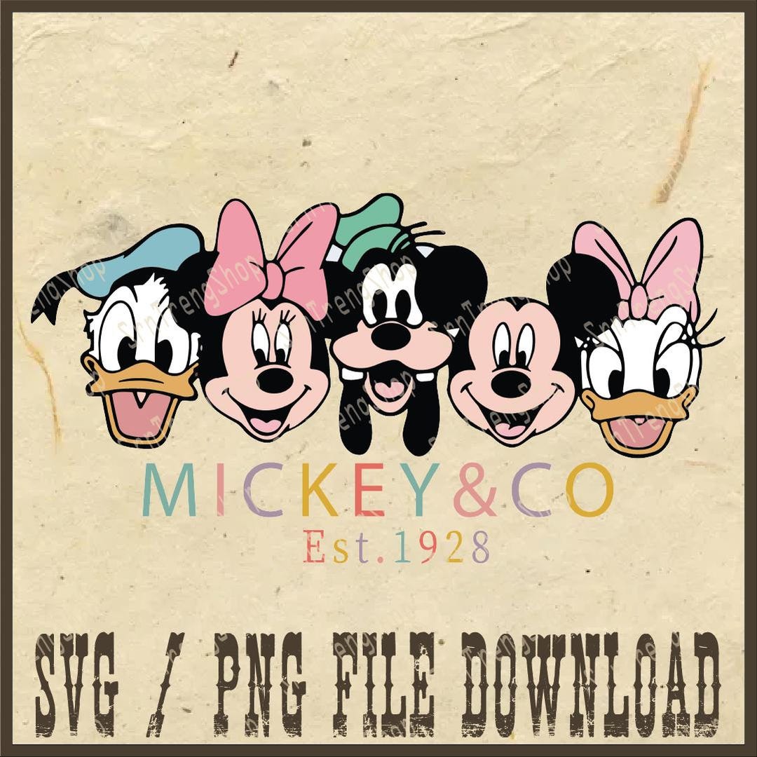 Retro Mickey & Co Png, Vintage Disney Png, Mickey Est. 1928 Png ...