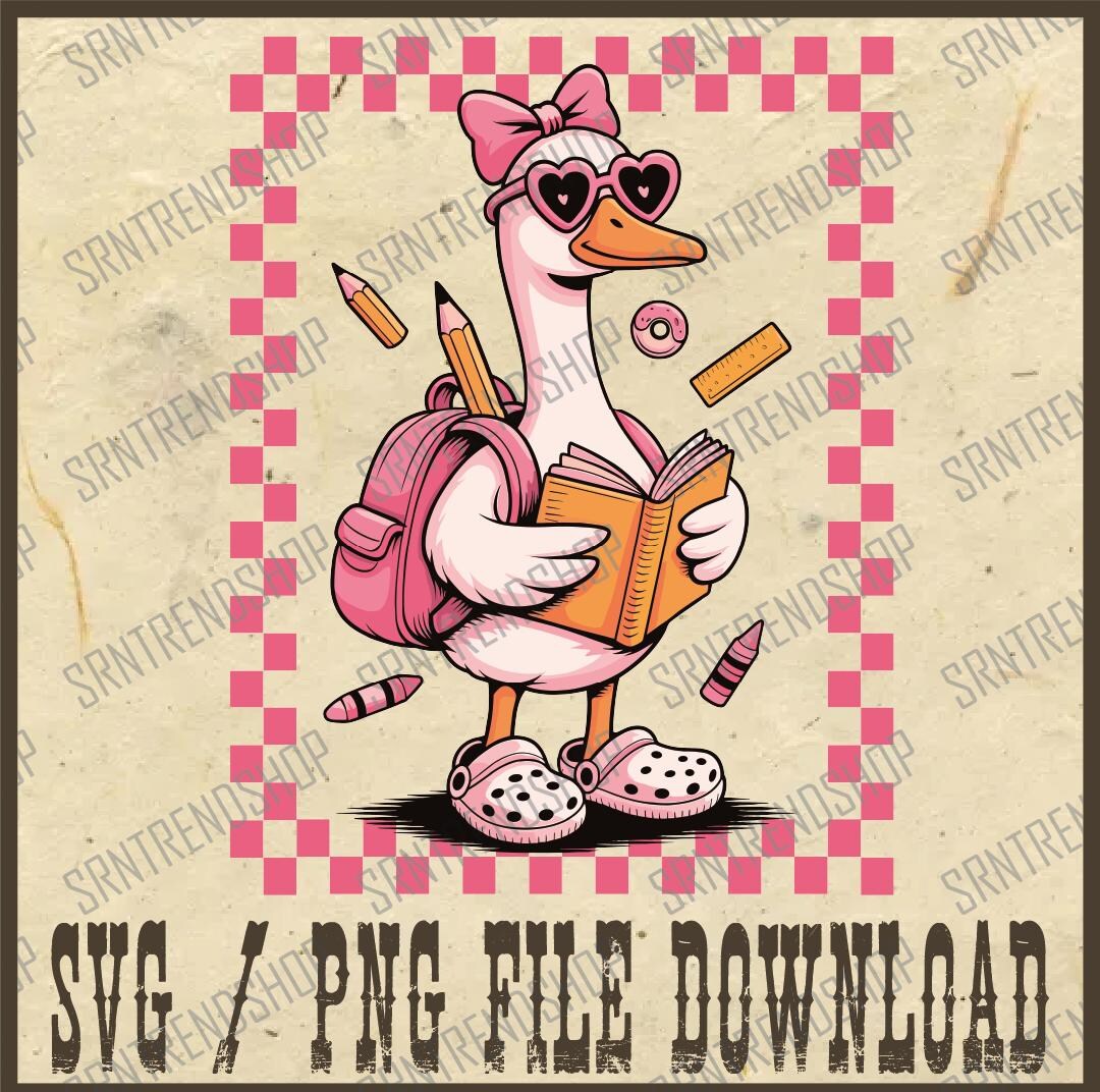 Back to School Girly Png, School Goose Png, Checkered Goose Png ...