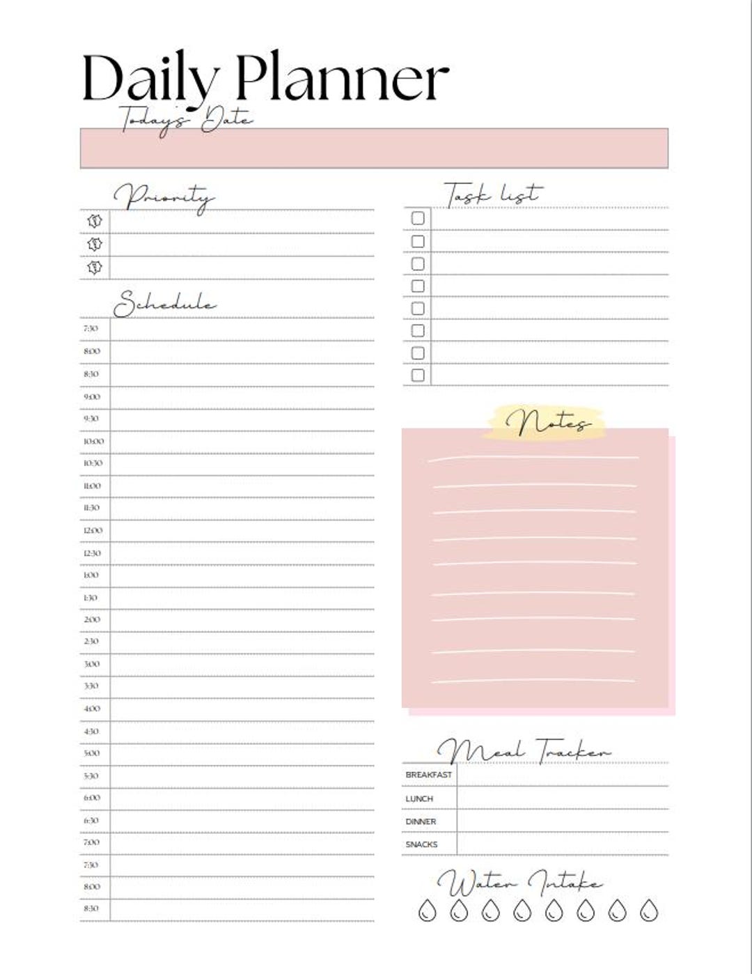 Daily Hourly Planner Sheets - Etsy