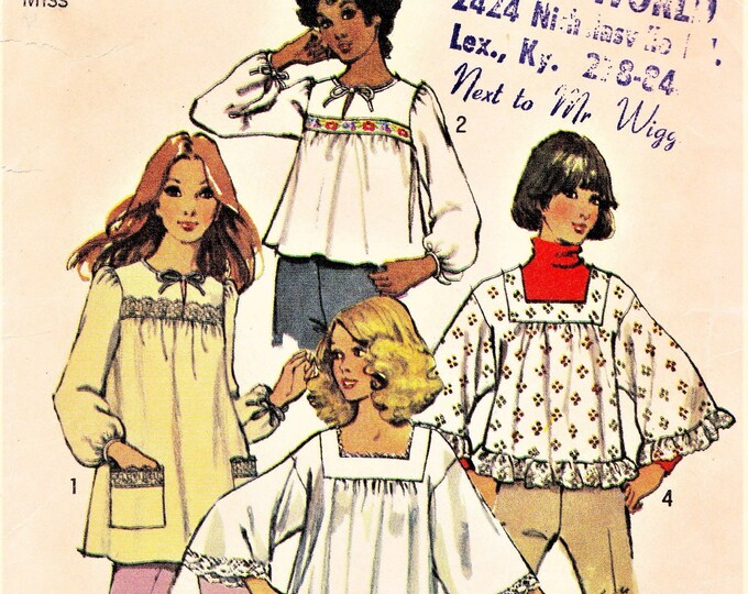 1970s Smock Top Sewing Pattern Bohemian Fashion Peasant - Etsy