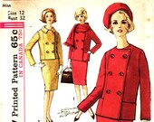 1960s Skirt Jacket Scarf Sewing Pattern, Skirt Suit, Set in Sleeves ...