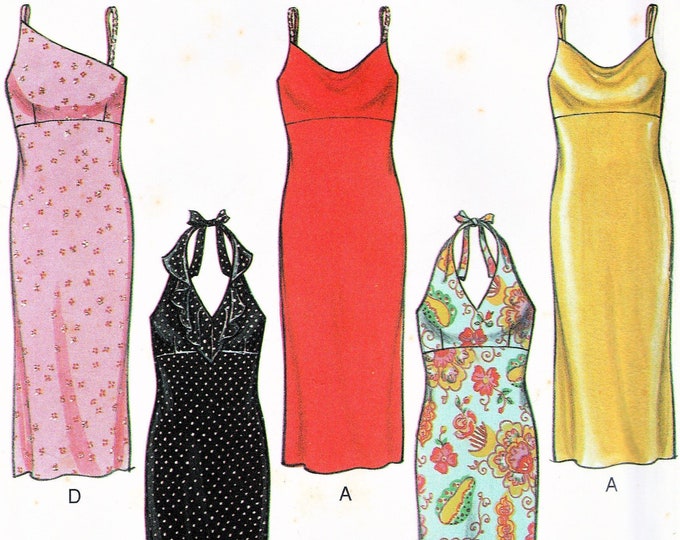 Halter Midi Dress Sewing Pattern, Form Fit Empire Waist, Ruffled V Neck ...