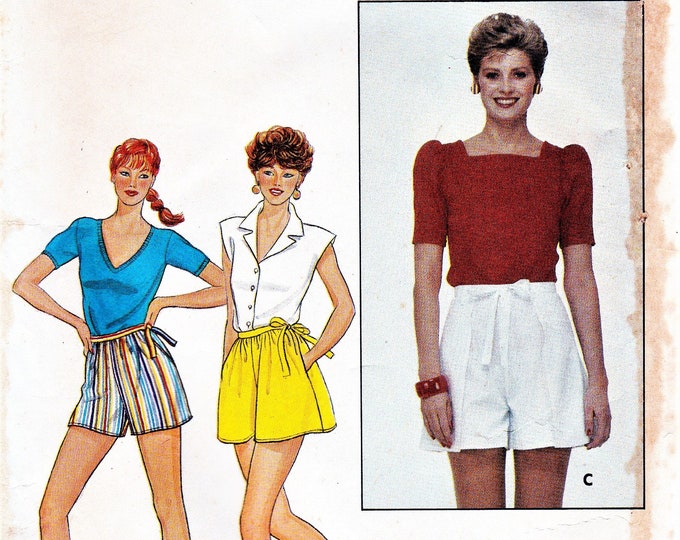1980s Wrap Shorts Sewing Pattern, Straight and Gathered Waistbands, 2 ...