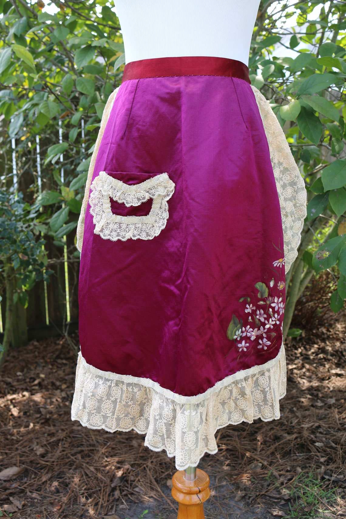 Vintage Apron Antique Satin Victorian Apron Hand Painted - Etsy