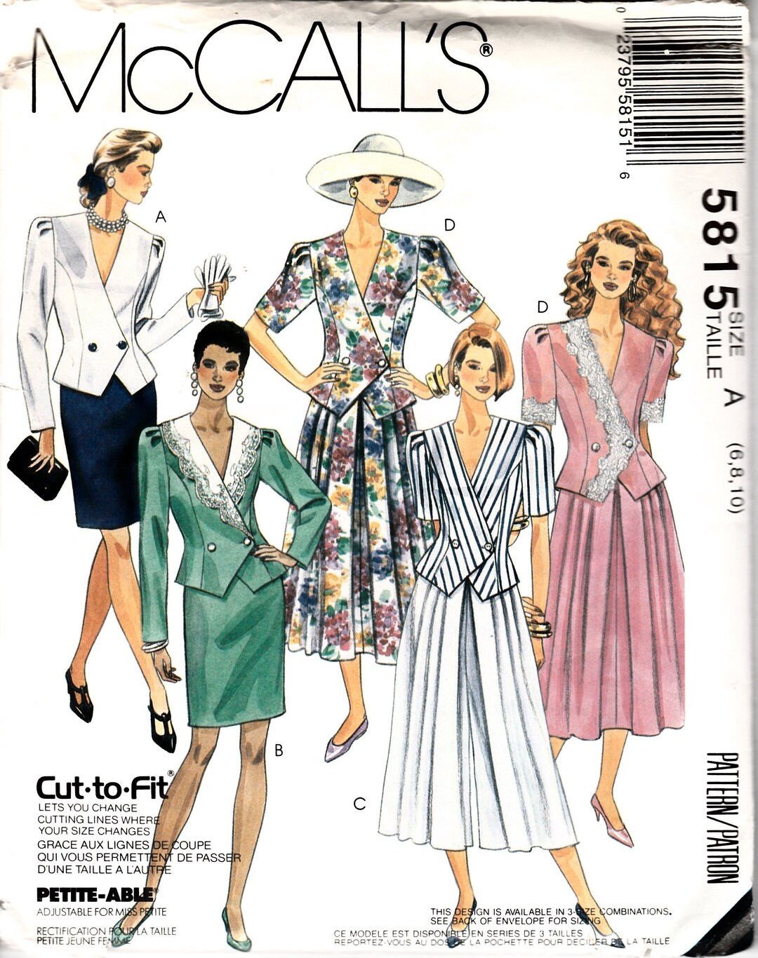 1990s Dress Sewing Pattern, 2 Piece Dress, Double Breasted Top ...