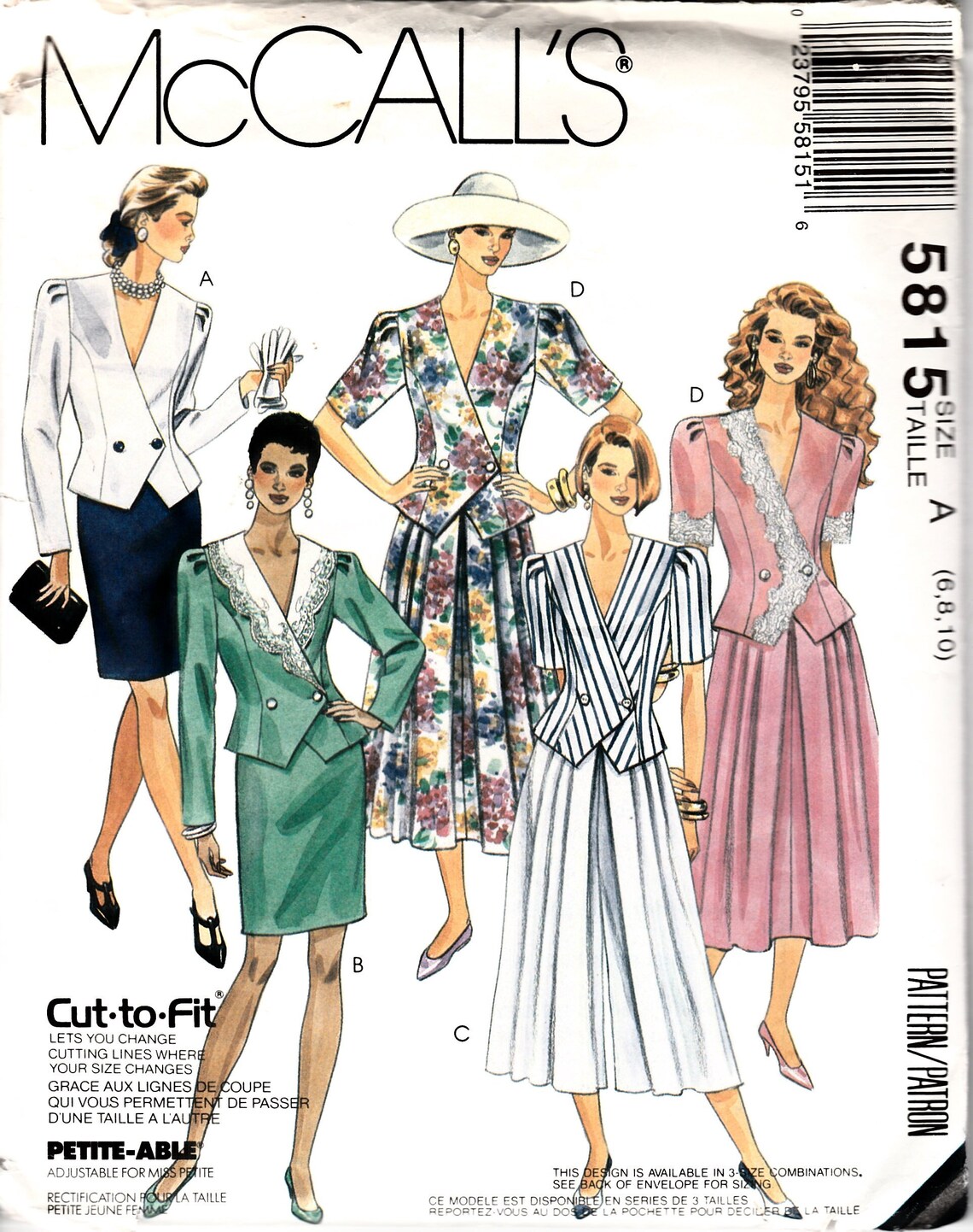 1990s Dress Sewing Pattern, 2 Piece Dress, Double Breasted Top ...