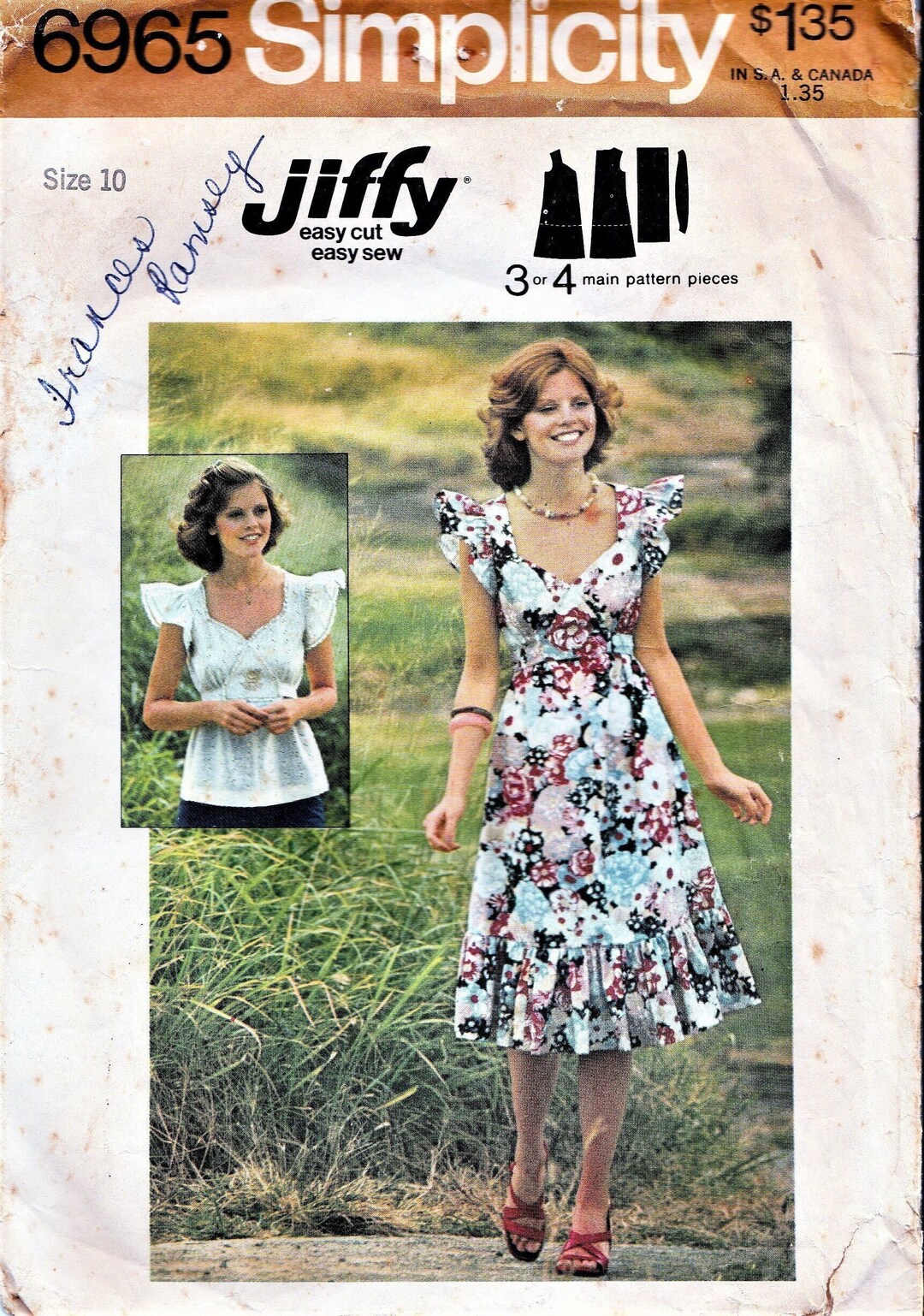 1970s Pinafore Dress Sewing Pattern, Simplicity 6965, Bust 32 - Etsy