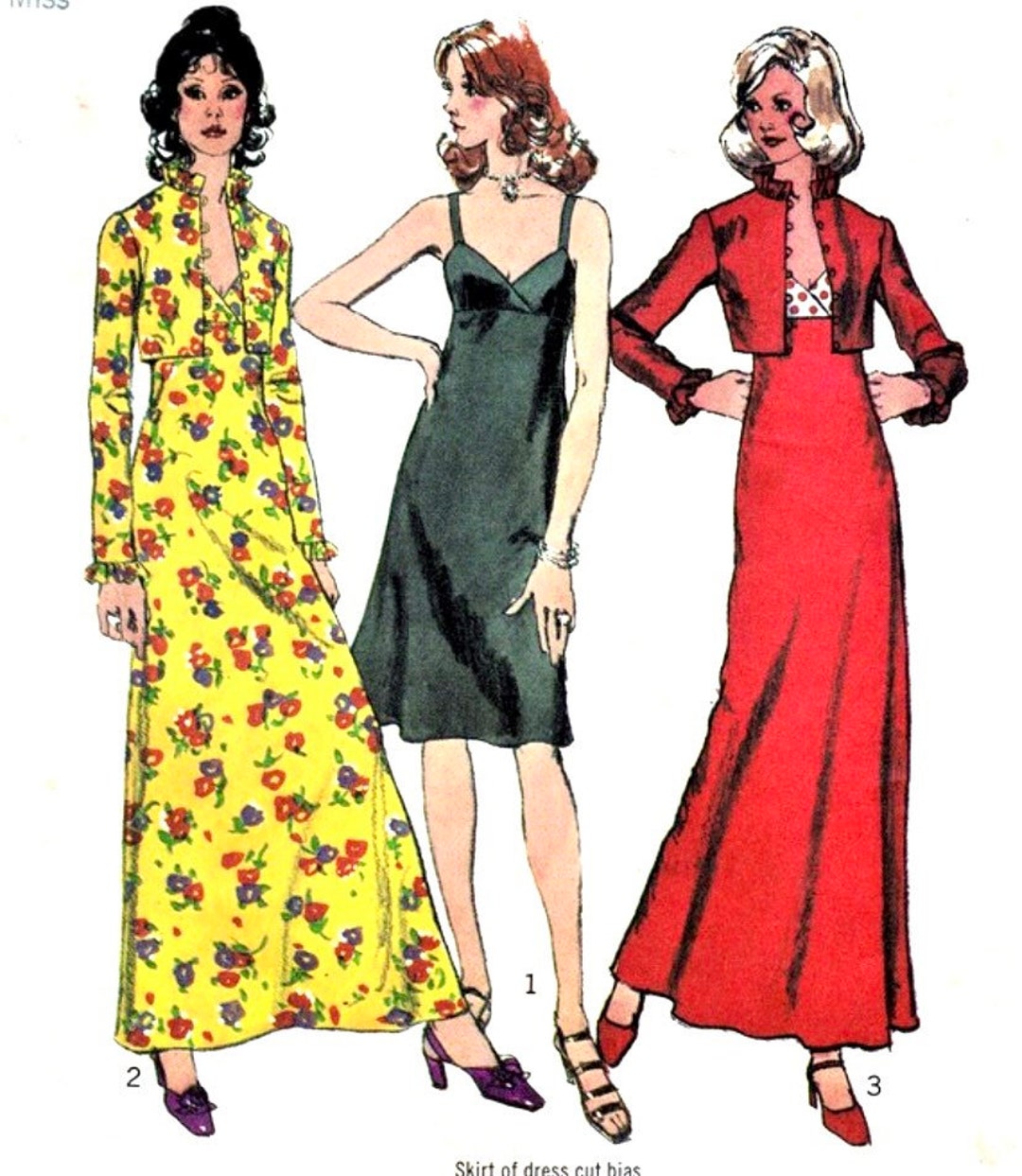 1970s Dress, Maxi Dress, Sewing Pattern, Cropped Jacket, Bias Cut ...