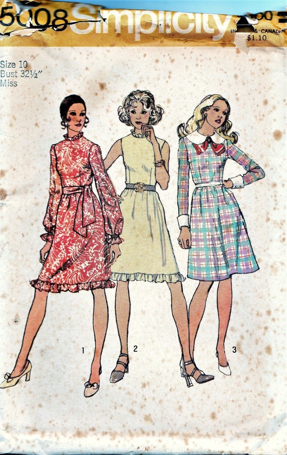 1970s Cottage Core Dress Sewing Pattern 3 Styles Ruffled | Etsy