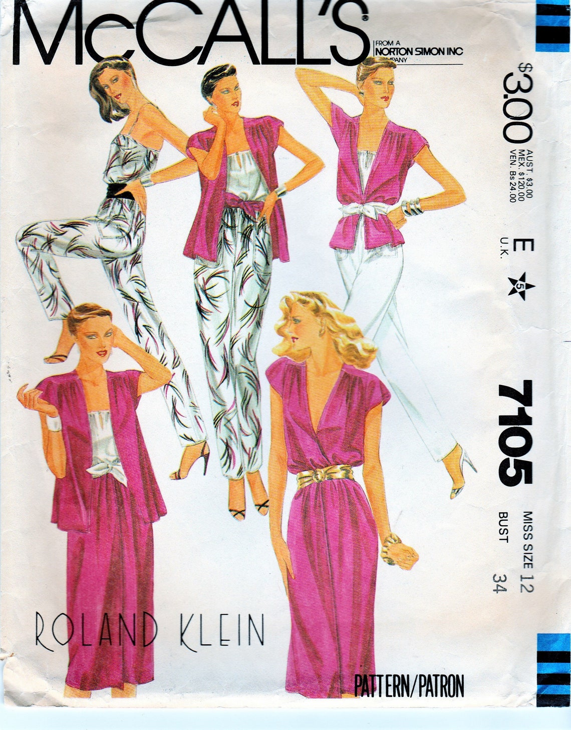 1980s Sewing Pattern, Camisole, Skirt, Pants, Jacket, 80s Roland Klein ...