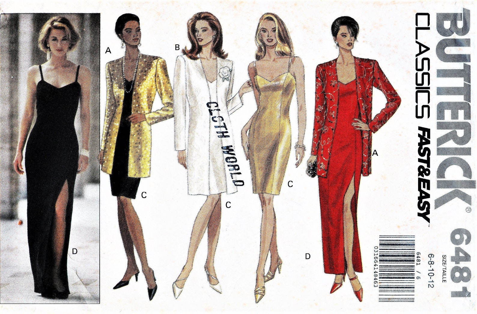 1990s Evening Dress Sewing Pattern, Princess Seams, Butterick 6481 (XS ...