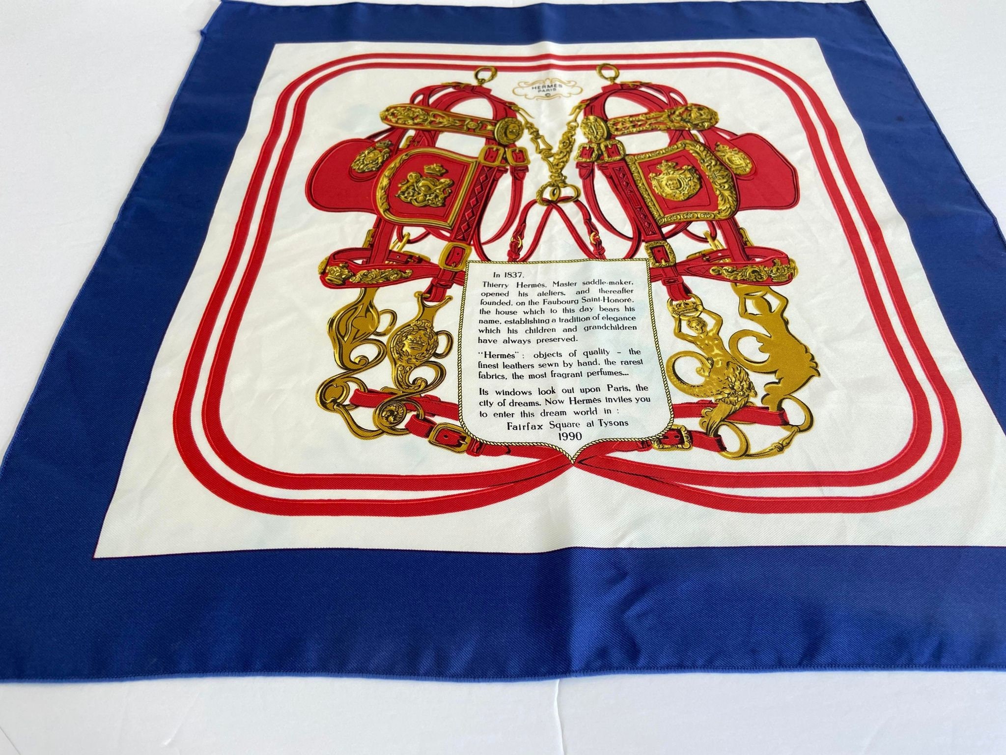 1990s Hermes Paris Silk Scarf, Square 43cm X 43cm 17 X 17, brides De ...