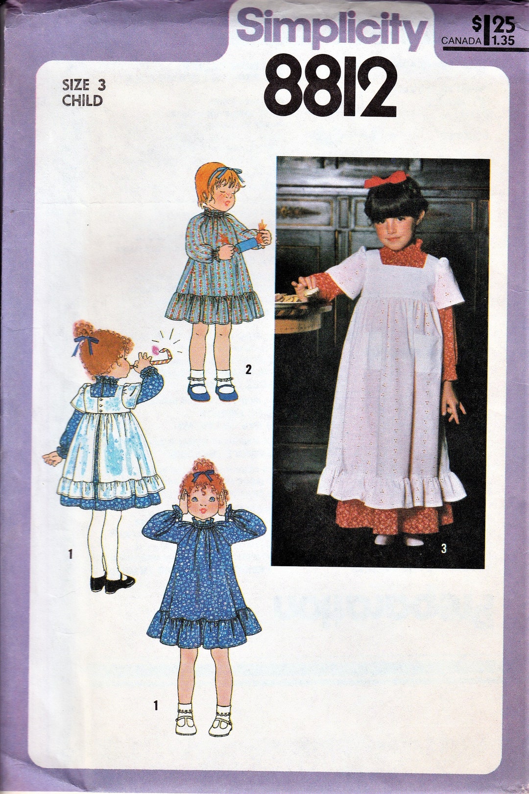 1970s Childs Prairie Dress Sewing Pattern, Size 3, Simplicity 8812 ...