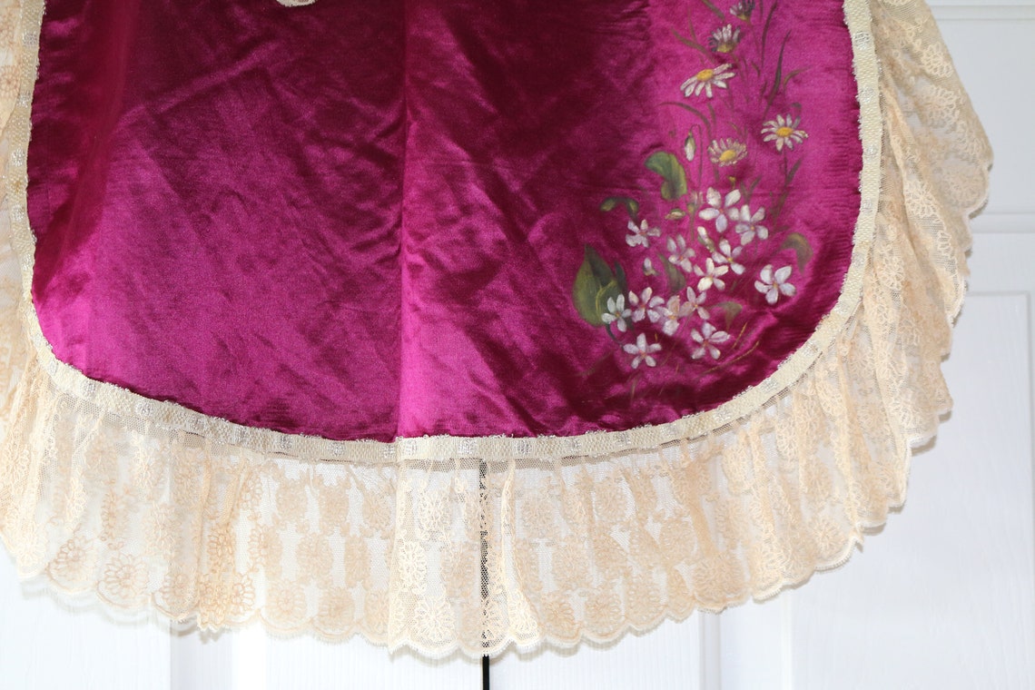 Vintage Apron Antique Satin Victorian Apron Hand Painted - Etsy