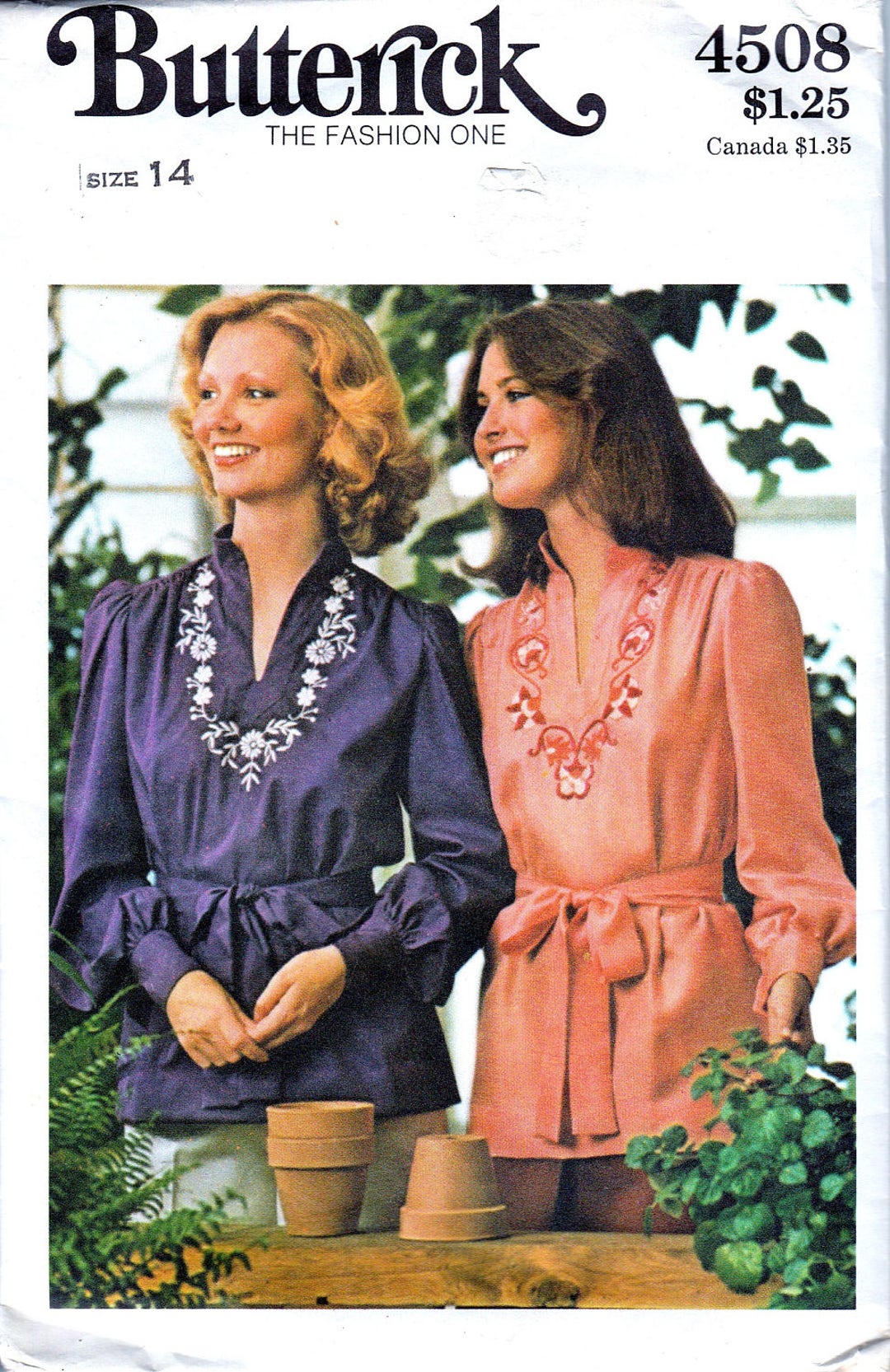 1970s Boho Blouse Sewing Pattern, Butterick 4508, Size Medium ...