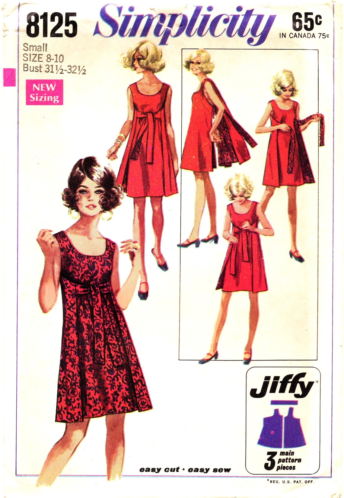 1960s Dress Sewing Pattern, Reversible Wrap Dress, Tie Front ...