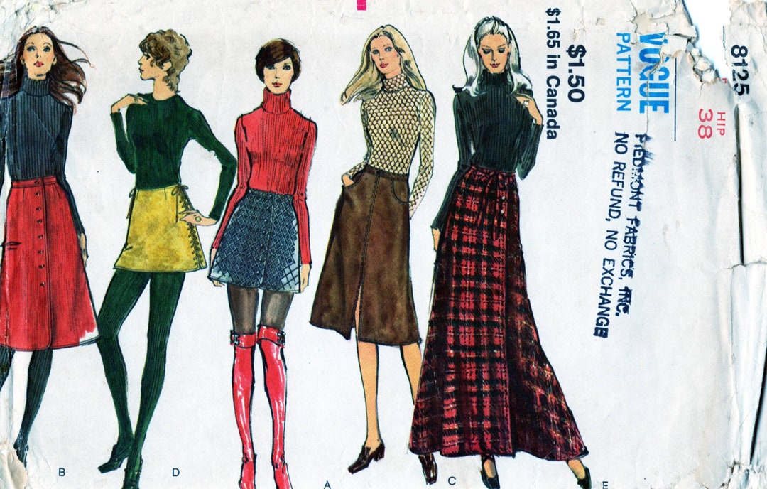 1970s Skirt Sewing Pattern, Maxi Wrap Skirt, Mini Skirt, Al Line ...