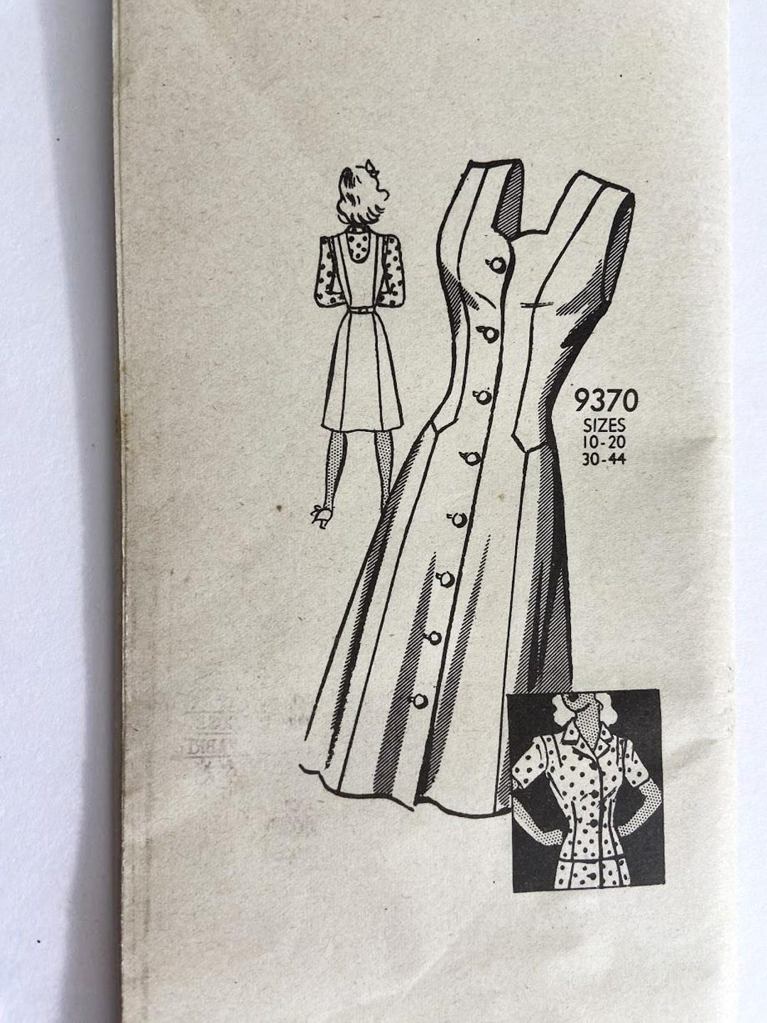 1940s Jumper Sundress Sewing Pattern: XS Bust 32, Gored Button Front - Etsy