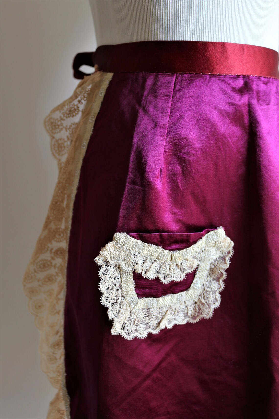 Vintage Apron Antique Satin Victorian Apron Hand Painted - Etsy