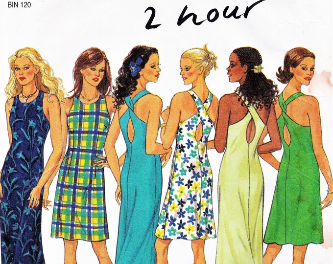 Vintage Short Sundress Sewing Pattern, Tank Twist Back Keyhole, New ...
