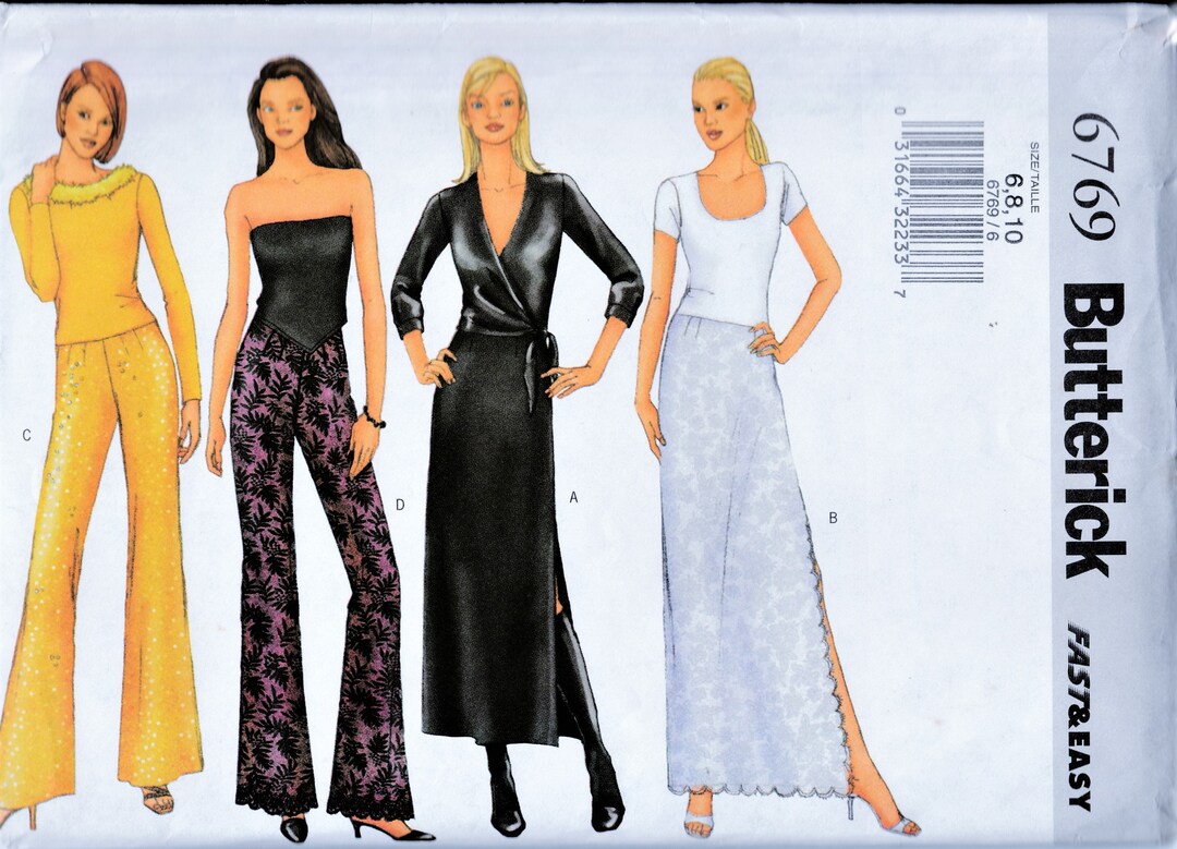 Vintage 2001 Butterick Sewing Pattern 6769, Skirt & Flare Pants UNCUT ...