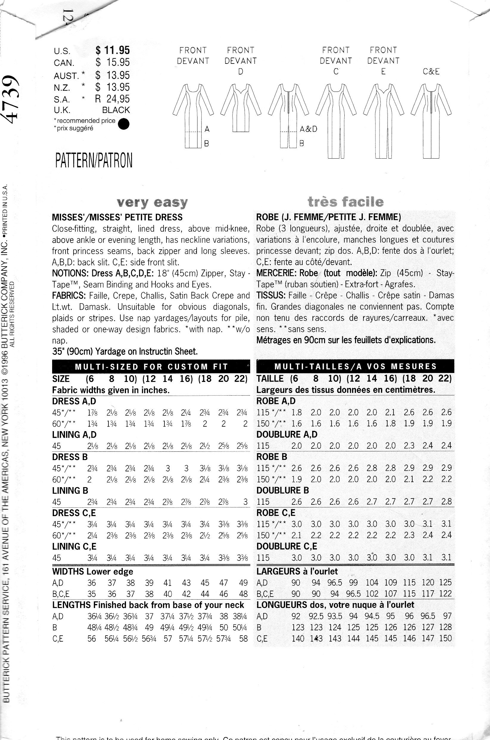 1990s Evening Dress Sewing Pattern, Long, Slit, Midi, Straight Close ...