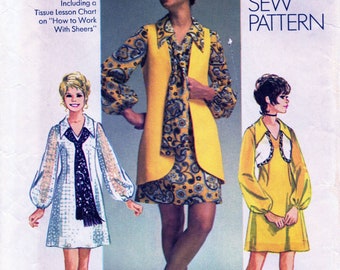 1970's Vogue Paris Original 2576 Dress, Lanvin Sewing Pattern, Bi Color ...