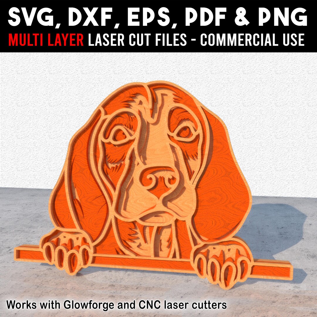 Multi Layer BEAGLE Peeking Dog Laser Cut Files Svg Dxf Eps Pdf & Png ...