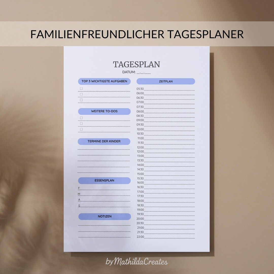 Family Daily Schedule | Digital Family Planner to Print | PDF Template ...