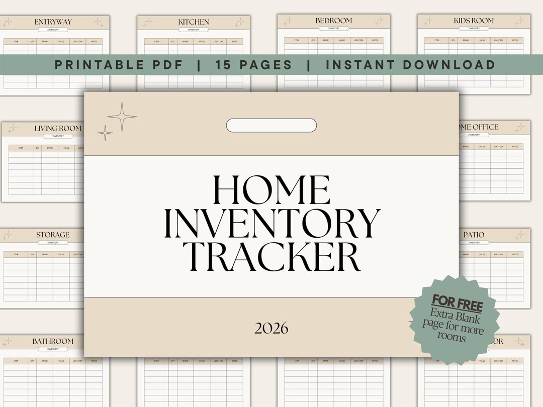 Home Inventory Tracker Printable PDF Organizer - Etsy