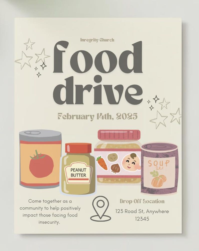 Food Drive Flyer Template, Instant Download, Editable - Etsy