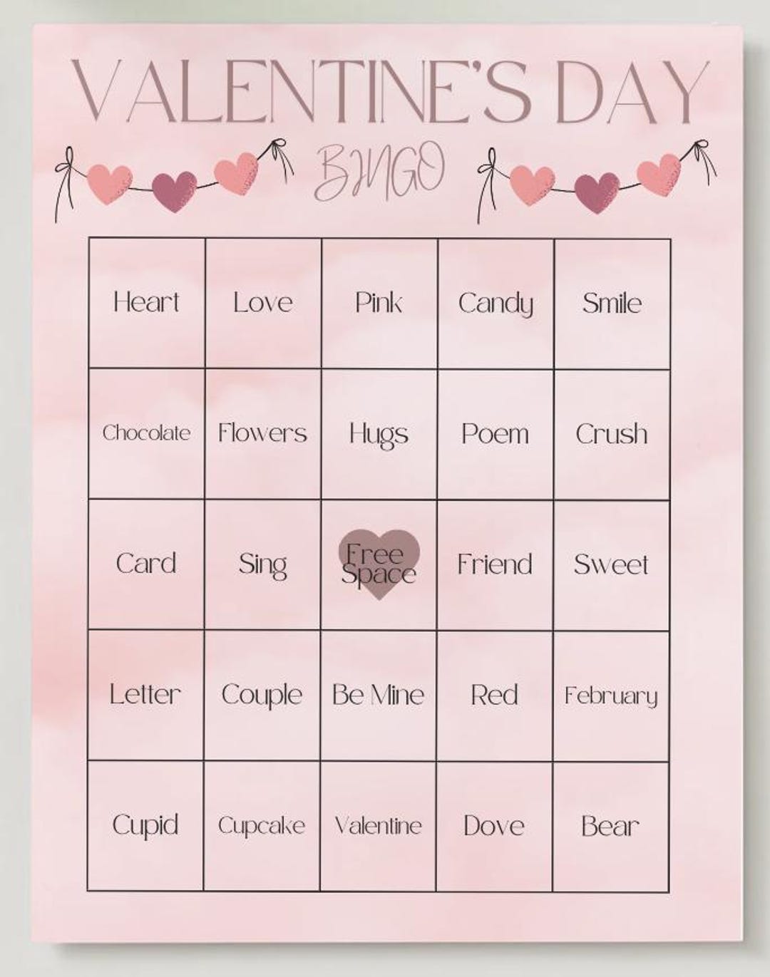 Valentine's Day Bingo Template, Instant Download, Editable - Etsy