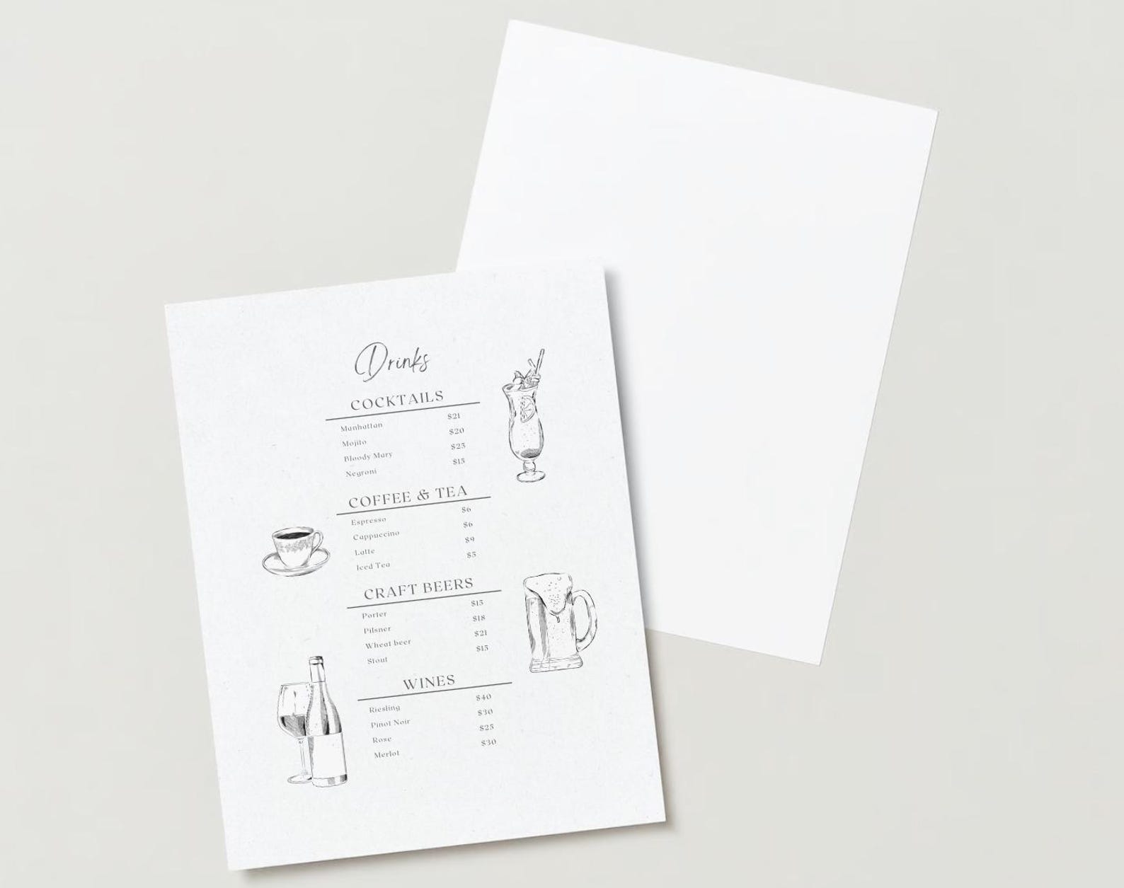 Simple Bar Menu Template, Instant Download, Editable - Etsy