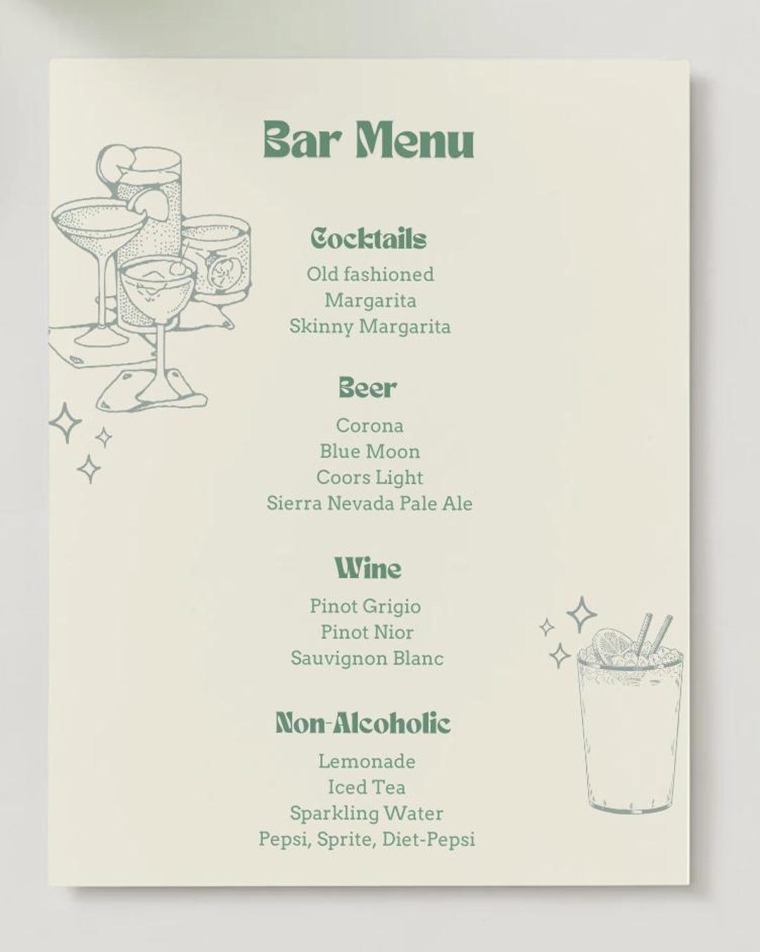 Bar Menu Template, Instant Download, Editable - Etsy