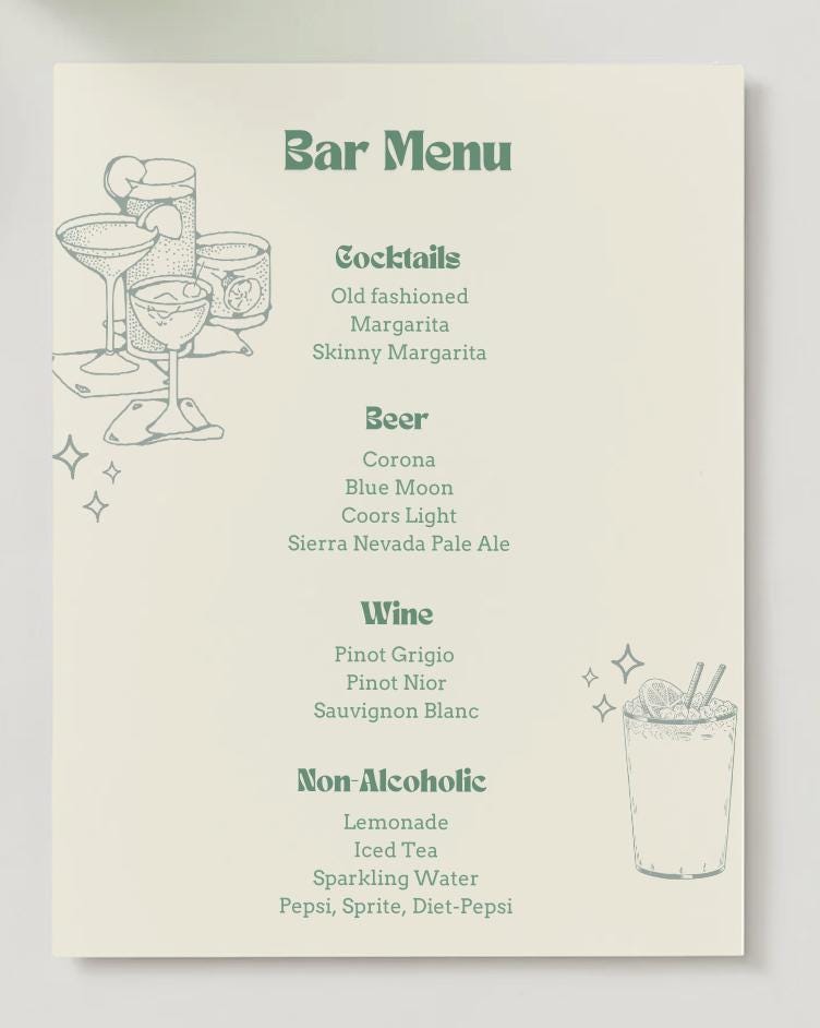 Bar Menu Template, Instant Download, Editable - Etsy