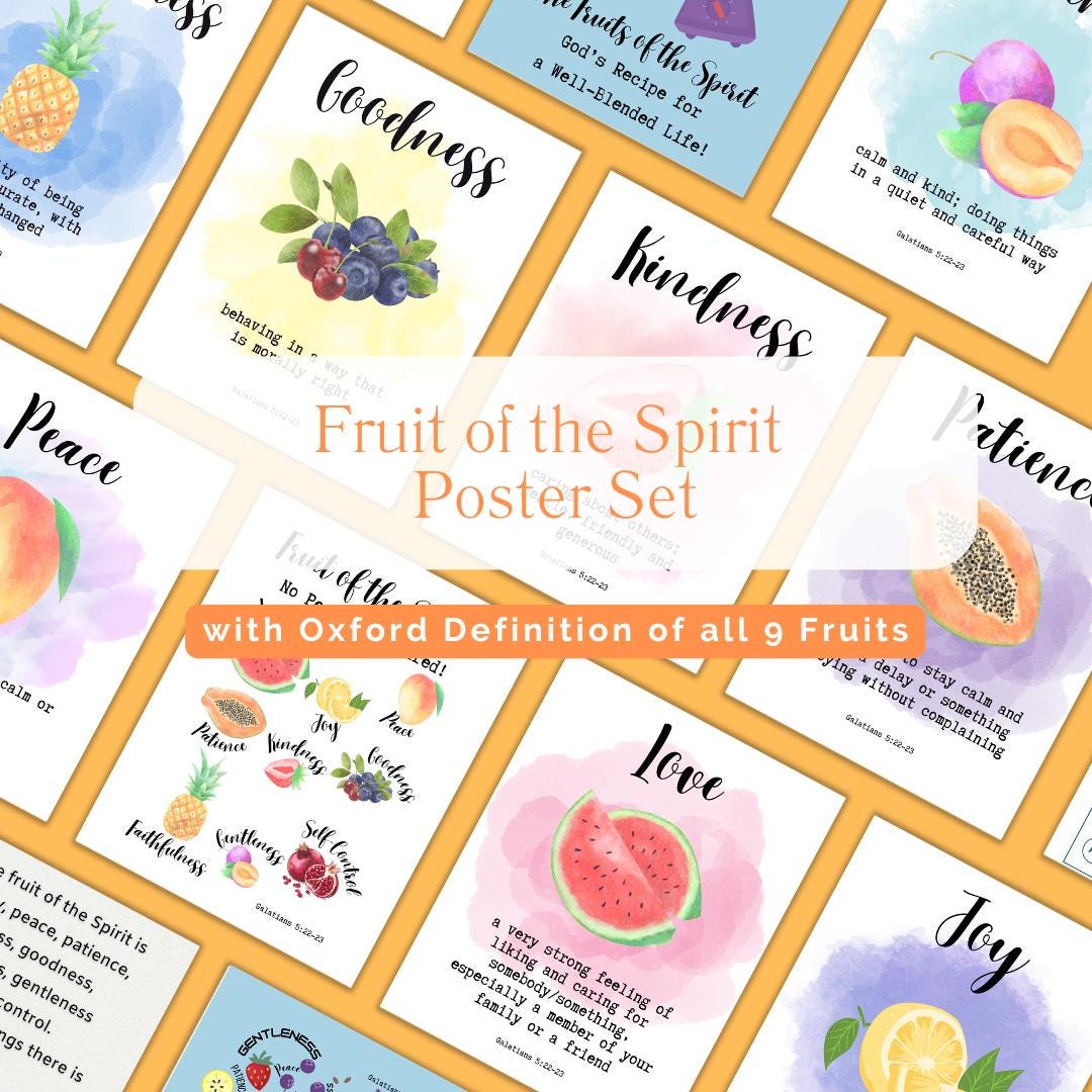 A4 Watercolor Fruit of the Spirit Posters | 12-page Digital Printable ...