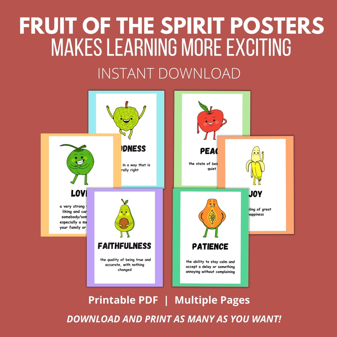 Fruit of the Spirit Posters - A4 Christian Printable Wall Art Set | 9 ...