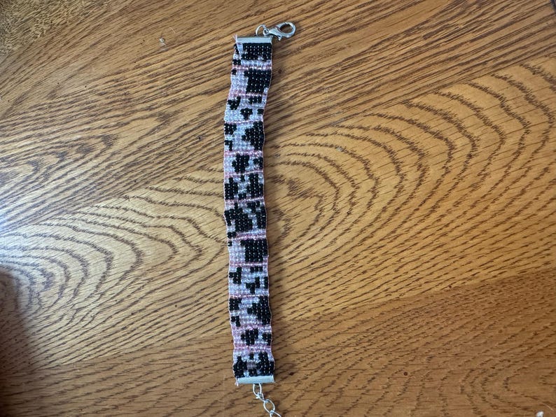 Cow Print Beaded Bracelet pink - Etsy