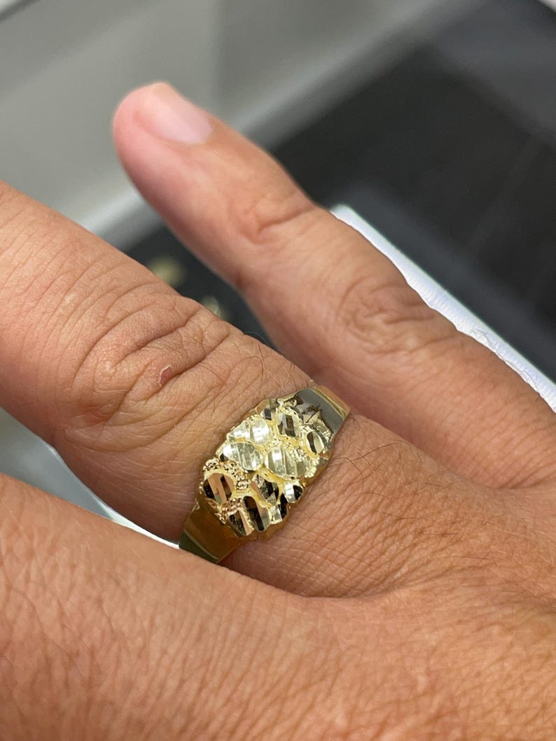 10K Real Gold Nugget Ring - Etsy
