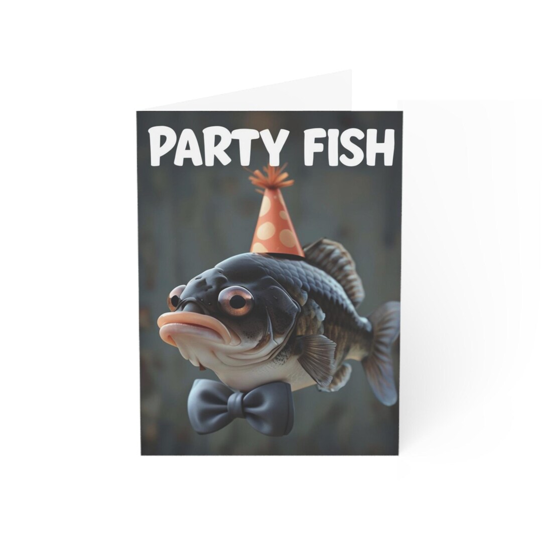 Party Fish Greeting Card, Fun Bass Fish Card for Birthdays ...