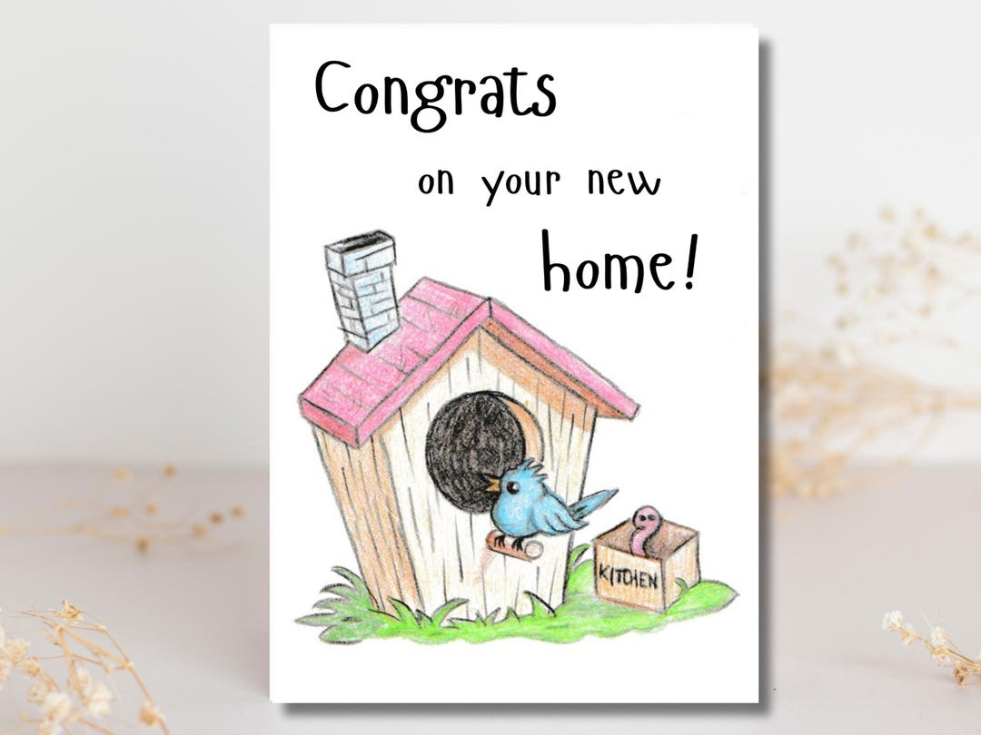 Printable New Home Card, Whimsical Housewarming Card, New House ...