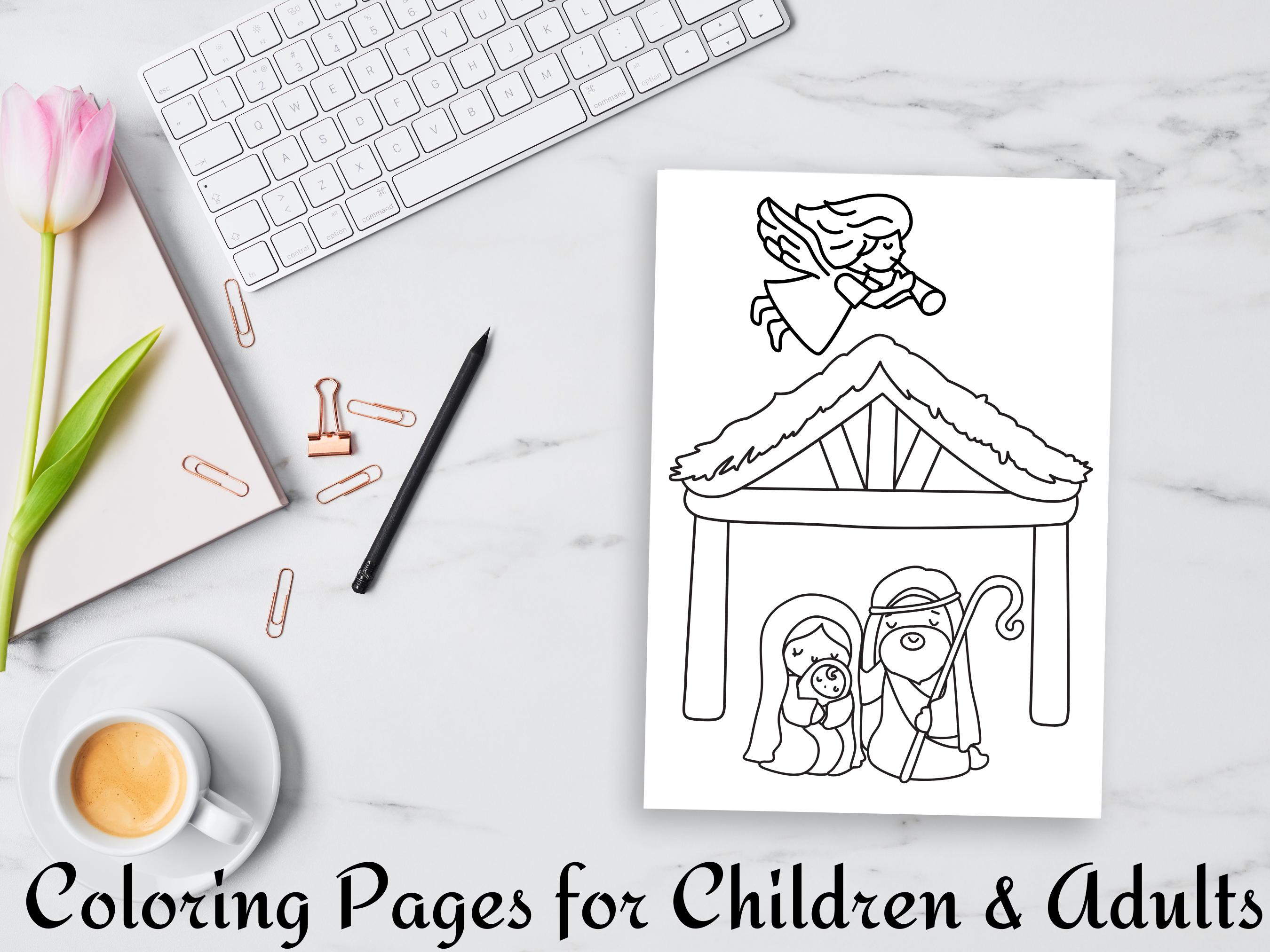 Christmas Coloring Page Bundle Nativity Coloring Bundle Christian ...